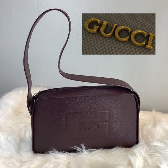 Gucci | Bags | Vintage Gucci Dark Maroon Pebbled Leather Shouder Bag ...